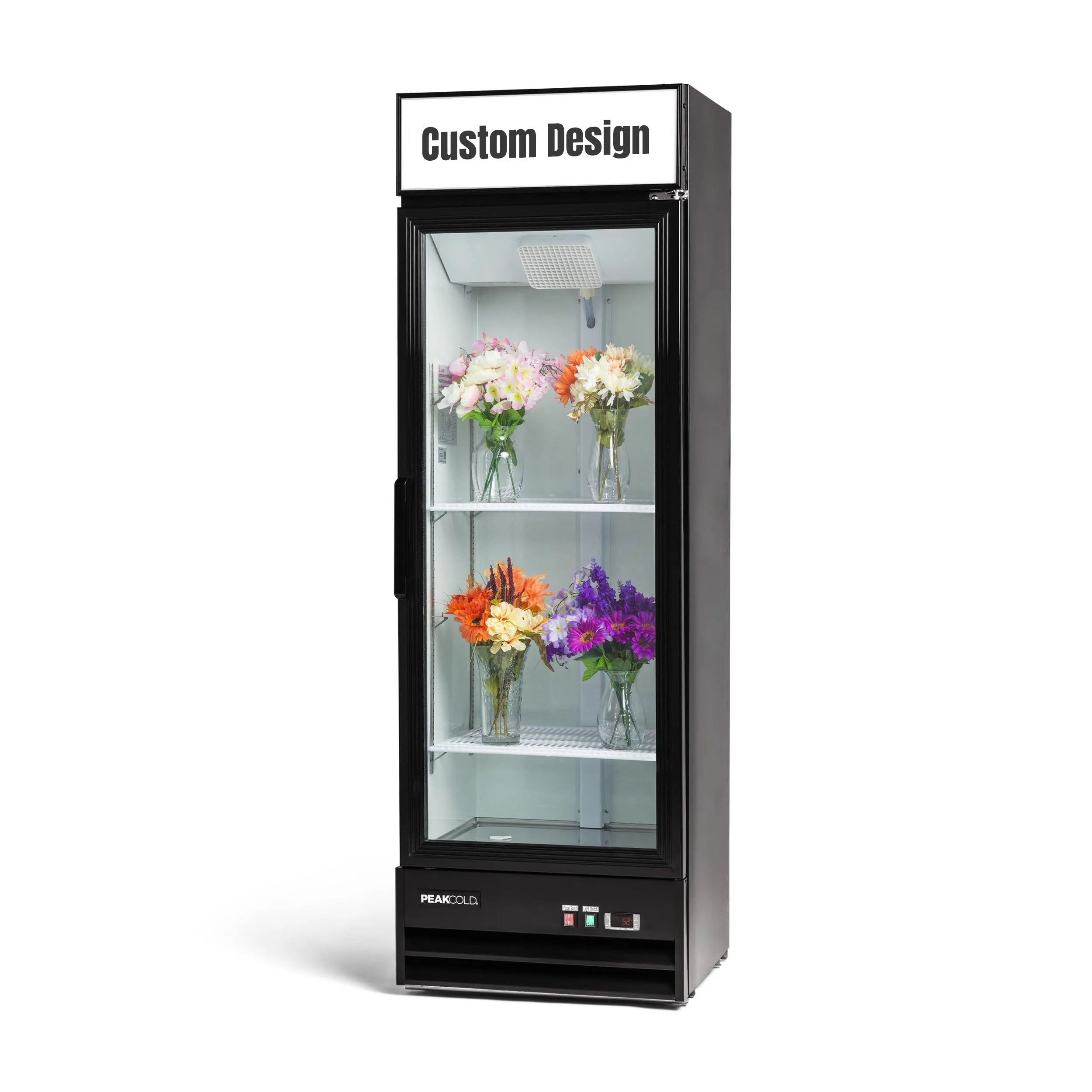 Glass Front Fridge: PeakCold Custom Flower Display Cooler