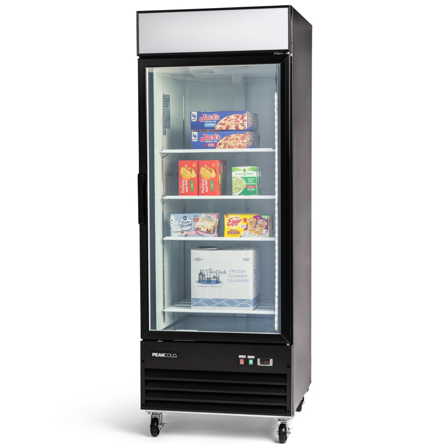 Commercial Display Freezer; PeakCold Glass Door Freezer