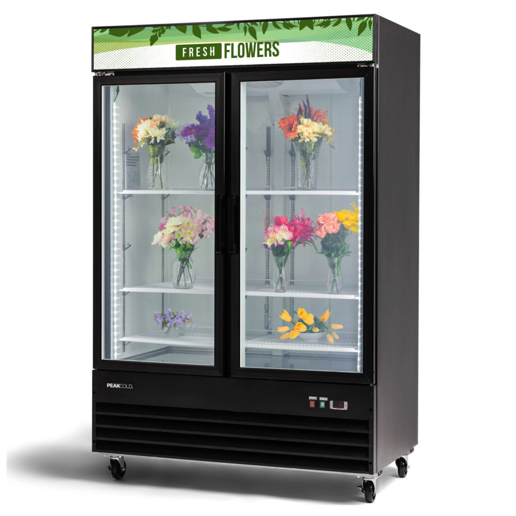 PeakCold Double Door Flower Cooler; Floral Display Refrigerator