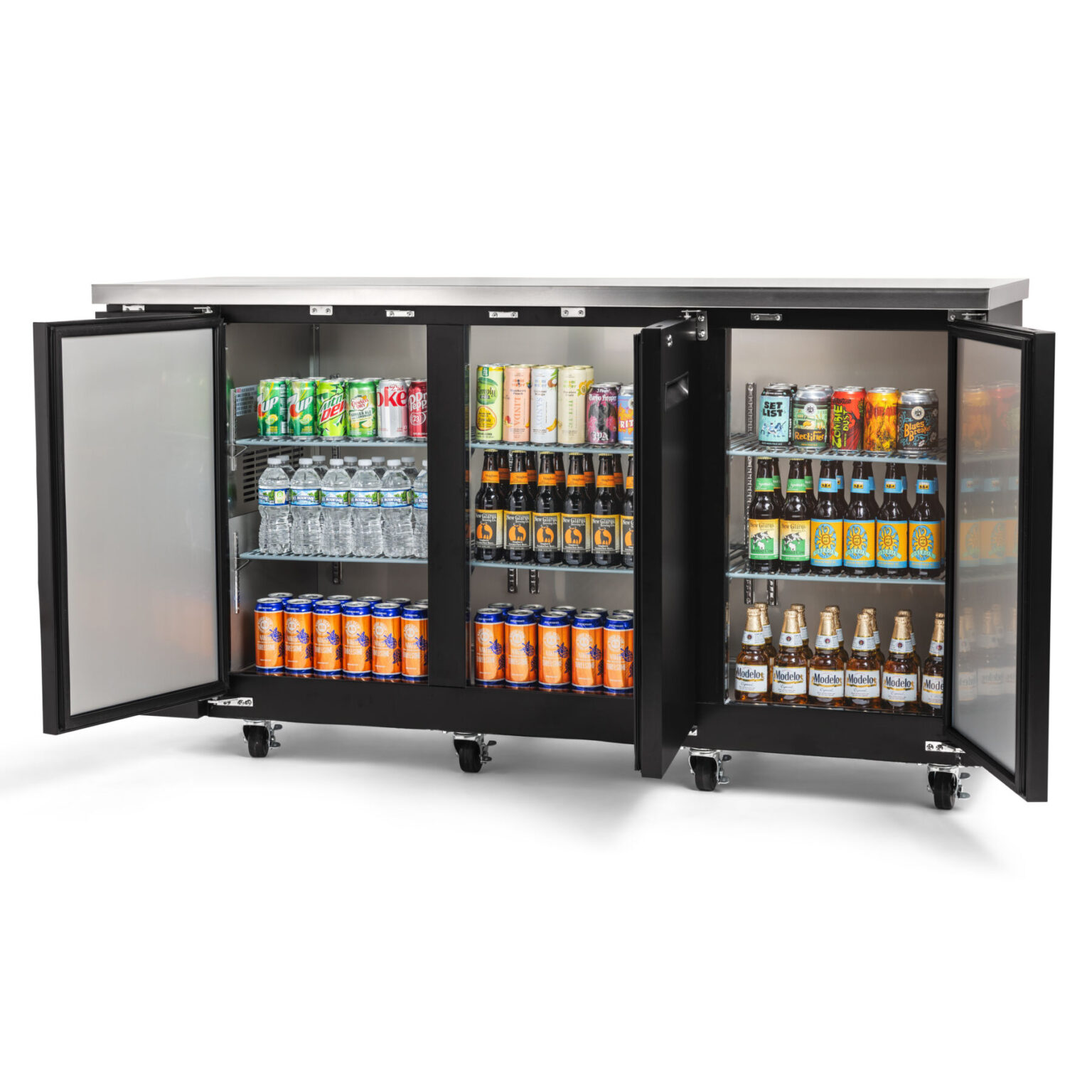 PeakCold 3 Door Beer Cooler: Solid Door Counter Height