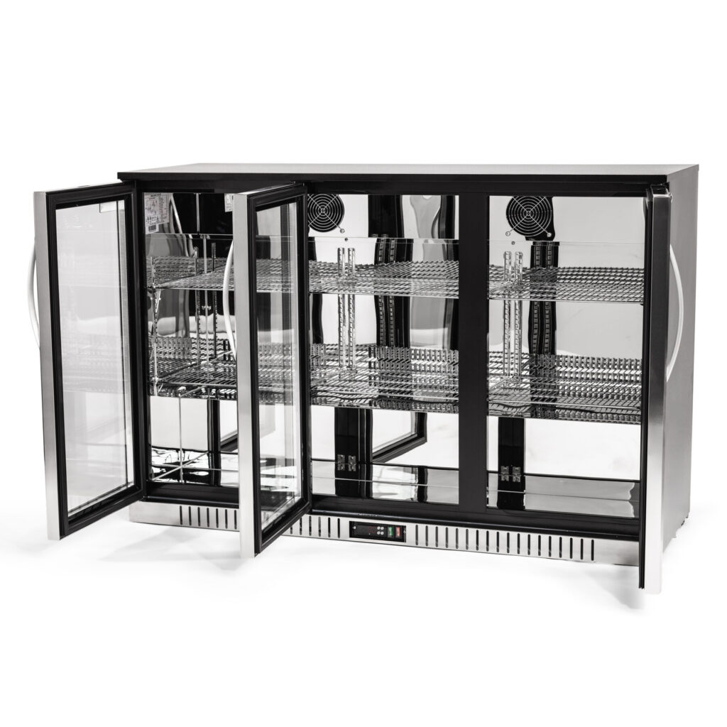 3 Glass Door Back Bar Cooler: Stainless Steel: Free Shipping